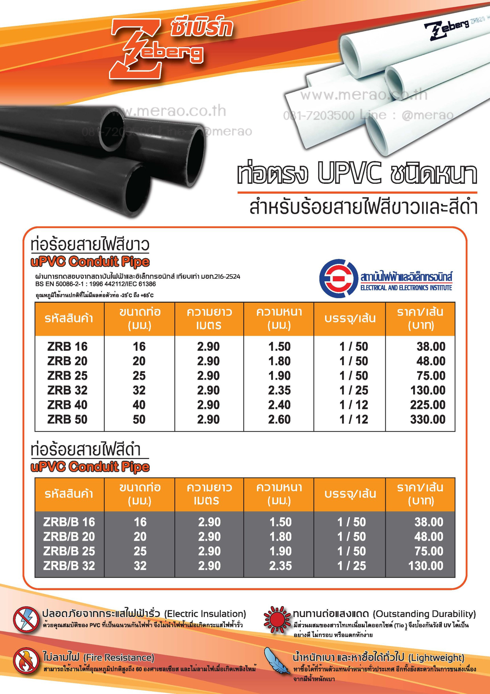 ท่อขาว-ดำ (มิล) - อุปกรณ์ไฟฟ้าราคาถูก มีเรา เทรดดิ้ง โทร 081-720-3500